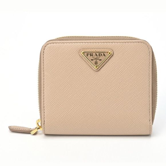 Prada | Bags | Prada Round Zip Bifold Wallet Saffiano Leather Ml42 Pink ...